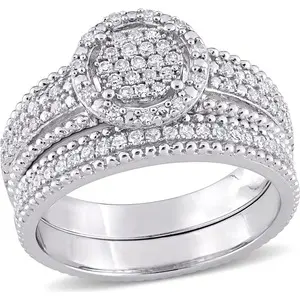 JULIANNA B. Diamond Cluster Bridal Ring Set - Sterling Silver