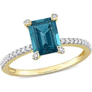 JULIANNA B. London Blue And Diamond 14k Yellow Gold Octagonal Ring