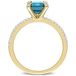 JULIANNA B. London Blue And Diamond 14k Yellow Gold Octagonal Ring