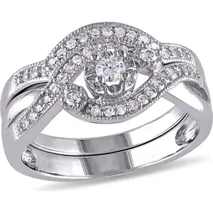 JULIANNA B. Diamond Crossover Bridal Ring Set - Sterling Silver