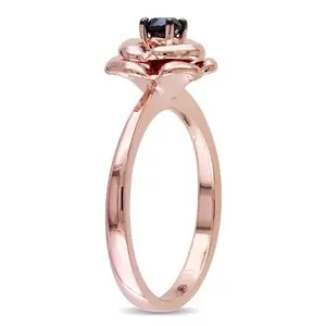 JULIANNA B. Rose Plated Sterling Silver Black Floral Ring