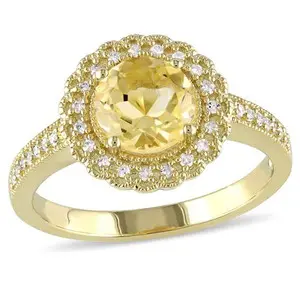 JULIANNA B. Gemstone And Diamond Halo Ring - Citrine