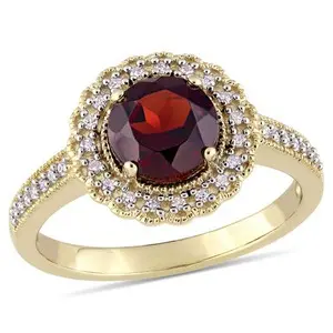 JULIANNA B. Gemstone And Diamond Halo Ring - Garnet