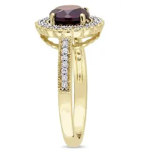 JULIANNA B. Gemstone And Diamond Halo Ring - Garnet