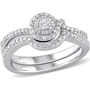 JULIANNA B. Diamond Halo Bridal Ring Set - Sterling Silver