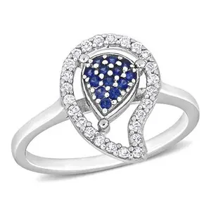 JULIANNA B. White Topaz And Created Blue Sapphire Halo Ring - Lab-created Sapphire