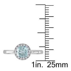 JULIANNA B. Gemstone And Diamond Halo Ring - Aquamarine