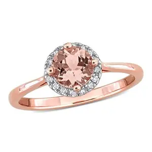 JULIANNA B. Gemstone And Diamond Halo Ring Morganite/rose-plated
