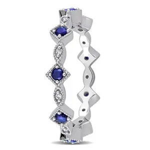 JULIANNA B. 10k Gold Gemstone And Diamond Eternity Ring - Created Sapphire/white Gold