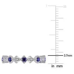 JULIANNA B. 10k Gold Gemstone And Diamond Eternity Ring - Created Sapphire/white Gold