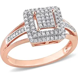 JULIANNA B. Diamond Cluster Square Split Shank Ring 10k - 10k Rose Gold