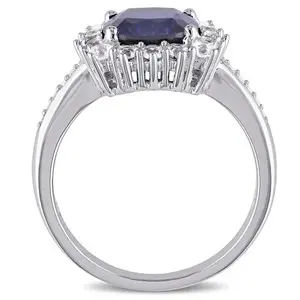 JULIANNA B. Created Sapphire And Diamond Halo Ring