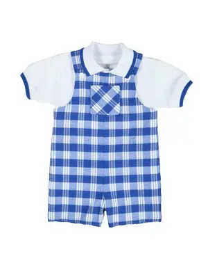 FLORENCE EISEMAN Plaid Seersucker Shortall With Front Pocket
