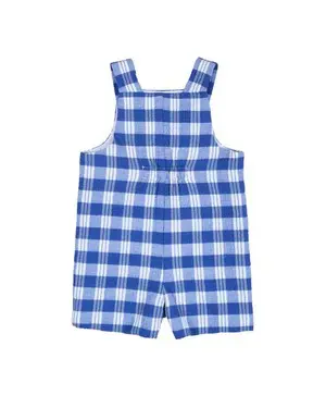 FLORENCE EISEMAN Plaid Seersucker Shortall With Front Pocket