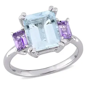 JULIANNA B. Aquamarine And Rose De France Three-stone Ring - Ice Aquamarine