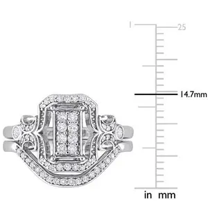 JULIANNA B. Diamond Cluster Halo Bridal Ring Set