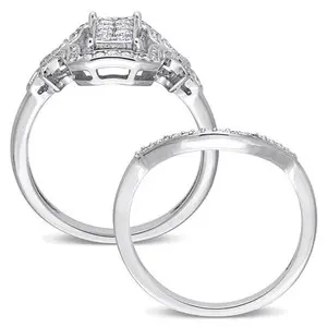 JULIANNA B. Diamond Cluster Halo Bridal Ring Set