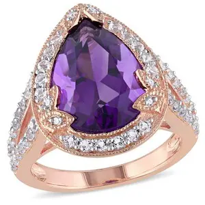 JULIANNA B. White Topaz & Diamond Shank Ring - Amethyst