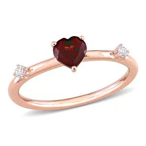 JULIANNA B. 10k Rose Gold And White Topaz Stackable Ring - Garnet