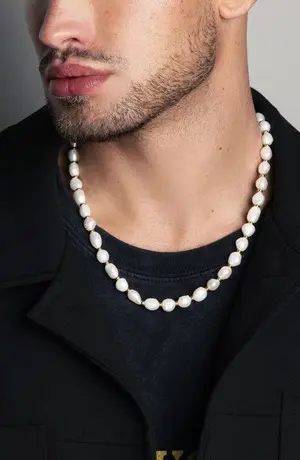 NIALAYA Baroque Pearl Necklace - White Pearl/gold