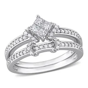 JULIANNA B. 1/2 Ctw Diamond Bridal Ring Set - Sterling Silver