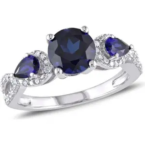 JULIANNA B. Gemstone And Diamond Sterling Silver Ring - Lab-created Sapphire