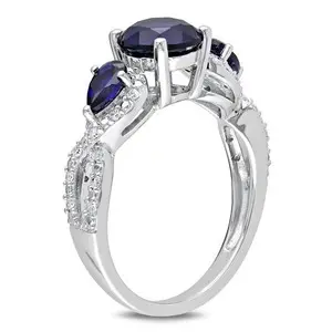 JULIANNA B. Gemstone And Diamond Sterling Silver Ring - Lab-created Sapphire