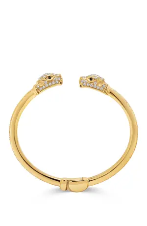 NIALAYA Cz Masculine Panther Bangle - Gold