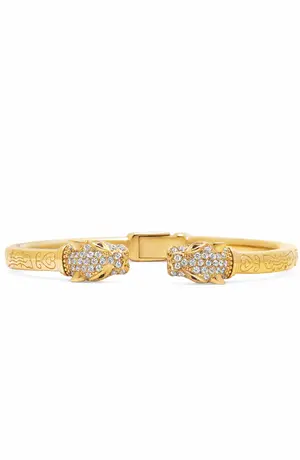 NIALAYA JEWELRY Cz Masculine Panther Bangle - Gold