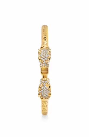 NIALAYA JEWELRY Cz Masculine Panther Bangle - Gold