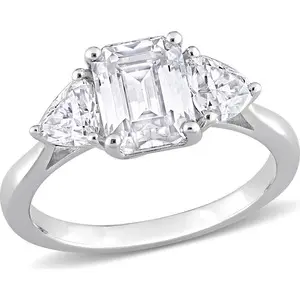 JULIANNA B. Moissanite Emerald 3-stone Ring - Sterling Silver