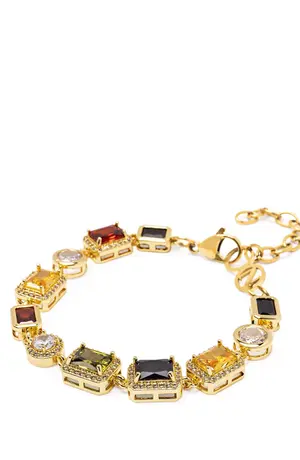 NIALAYA Gold Plated Gemstone Bracelet - Multicolor Stones