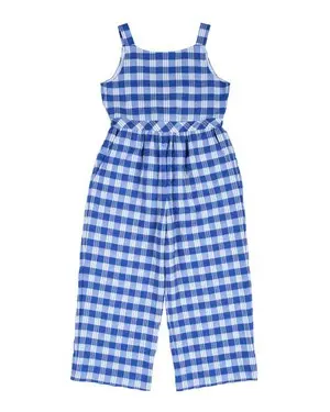 FLORENCE EISEMAN Plaid Seersucker Jumpsuit - Blue/white
