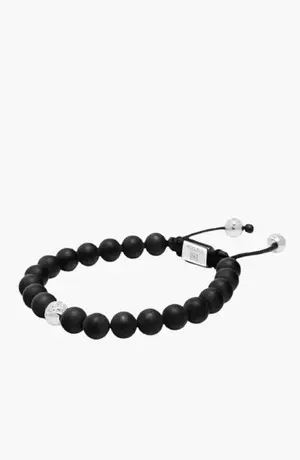 NIALAYA JEWELRY Onyx And Sterling Silver Beaded Bracelet