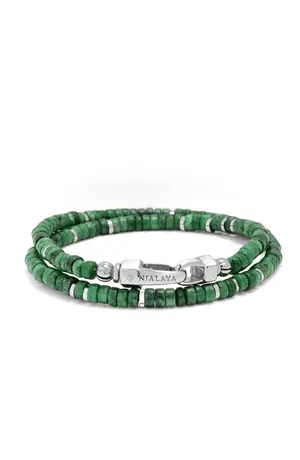 NIALAYA Heishi Wrap Bracelet - Green Malachite