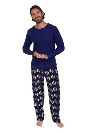 LEVERET Cotton Top & Fleece Pants Printed Matching Family Holiday Pajama Set - Wolf