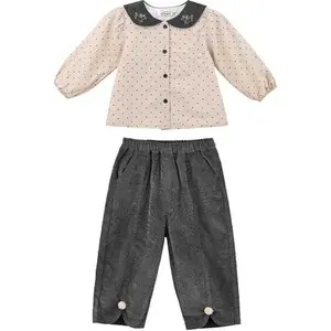 SWEET CACTUS Polka Dot Blouse And Pleated Pants Set