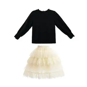 SWEET CACTUS Knit Top With Tulle Skirt - Black