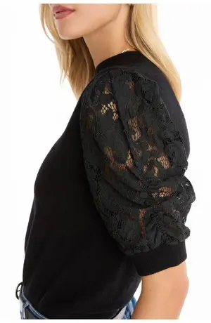 THE NOLI SHOP Sylvie Lace Sleeve Knit Top