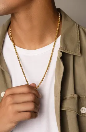 NIALAYA JEWELRY Plated Stainless Steel Rope Chain Necklace
