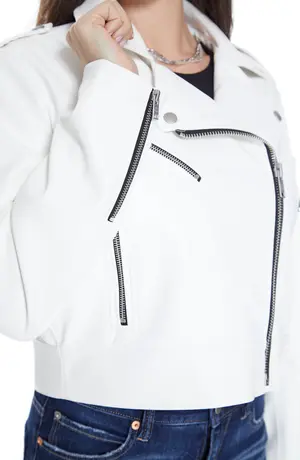 BLUE REVIVAL Faux Leather Biker Jacket