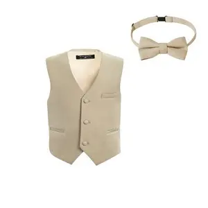 MOUSTACHE Vest And Bow Tie Set - Beige