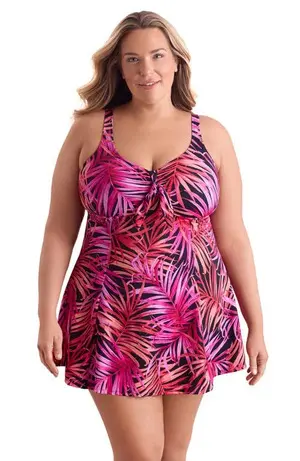 SHAPESOLVER Bow Front Swim Dress - Shake A Palm