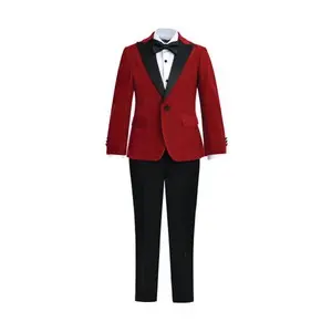 MOUSTACHE Velvet Suit With Peak Lapel - Red