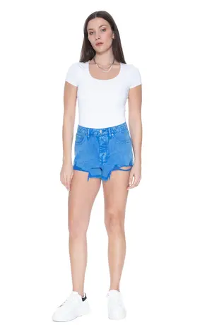 BLUE REVIVAL High-rise Denim Shorts - Blueberry