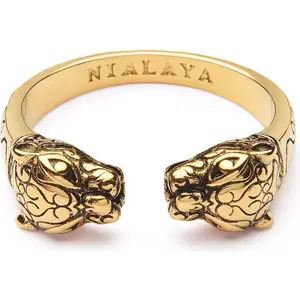 NIALAYA Panther Plated Stainless Steel Ring - Gold