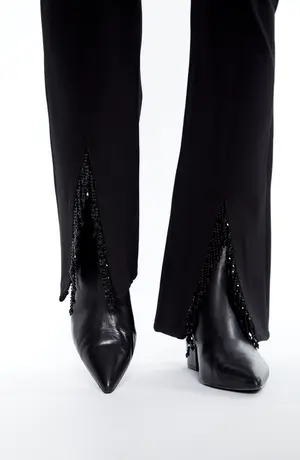 BLUE REVIVAL Ooh La La Ponte Bootcut Pants With Beading