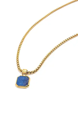 NIALAYA Square Lapis Pendant Necklace - Blue Lapis/gold