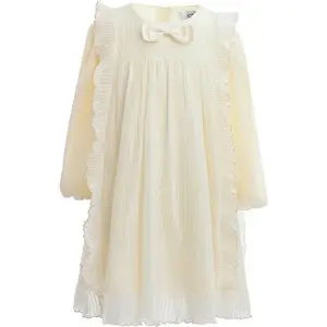 SWEET CACTUS Pleated Bow Dress - Cream