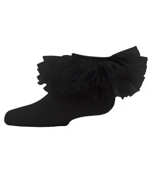 MEMOI Oversized Tutu Ballerina Anklet Socks Black